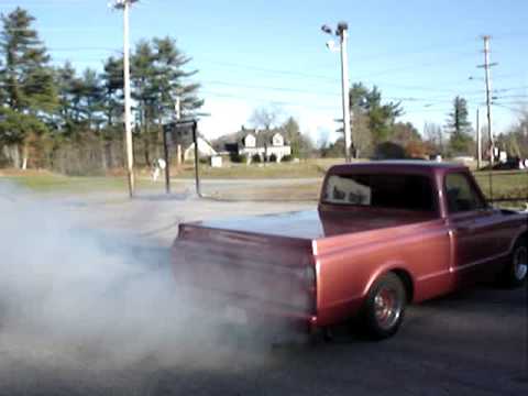 1969 Chevy C10 burnout w/ blower : Pinky blows a donut or two - YouTube