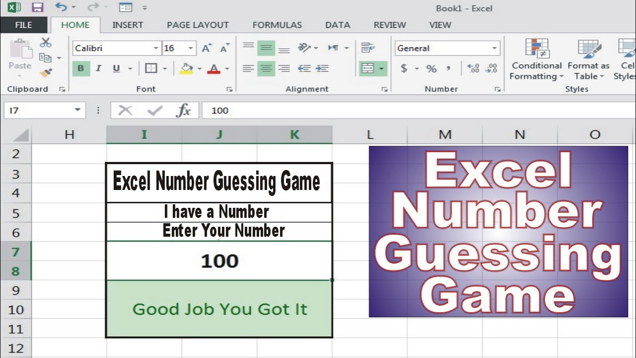 Excel Number Guessing Game | Lunar Computer College - YouTube