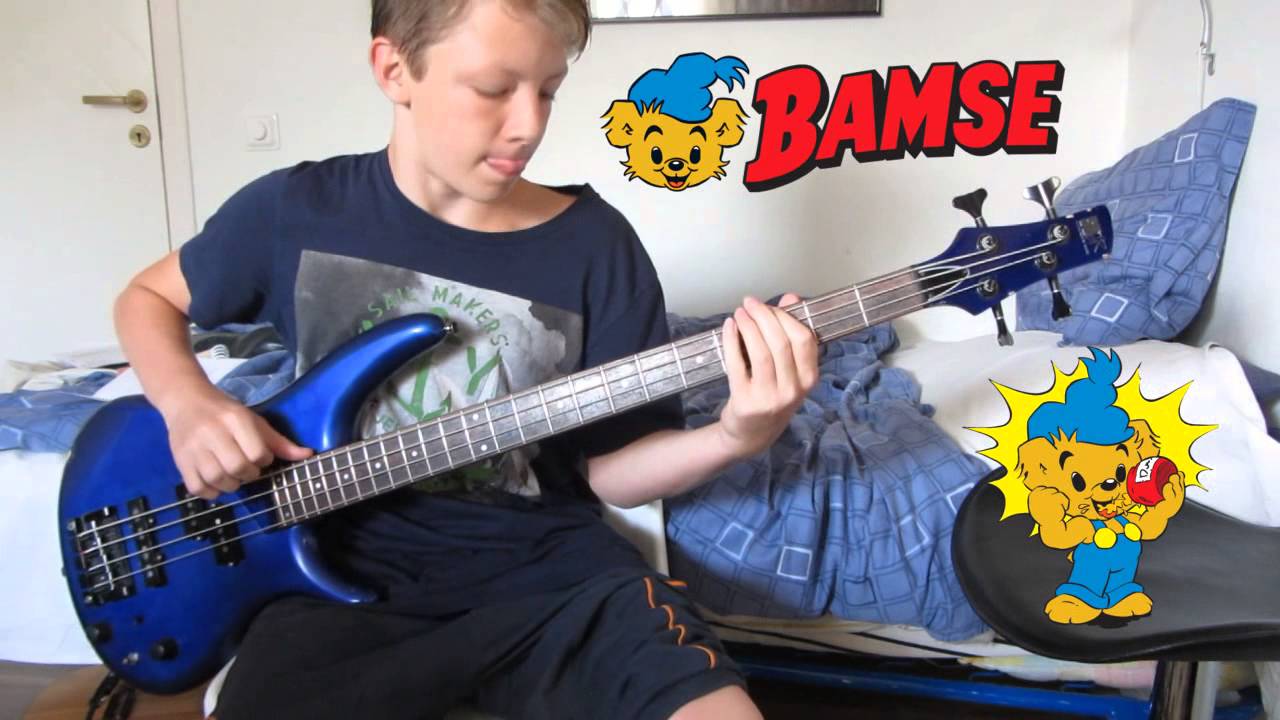 Spelar Bamse melodin på bas - YouTube
