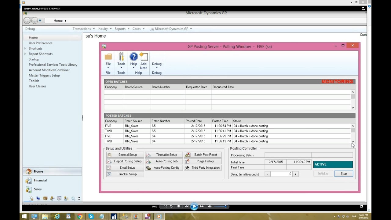Microsoft Dynamics GP Automatic Batch Posting in Apps coded with ...