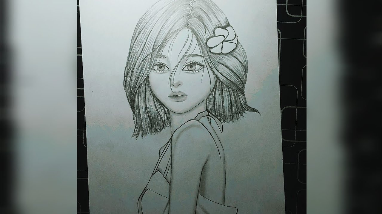 Step by step drawing of a cute girl||Girl with short hairs drawing ...