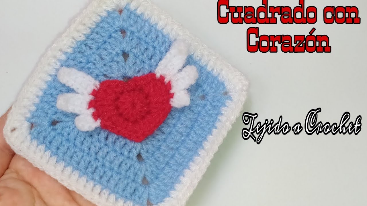 Cuadrado con corazón a crochet - YouTube