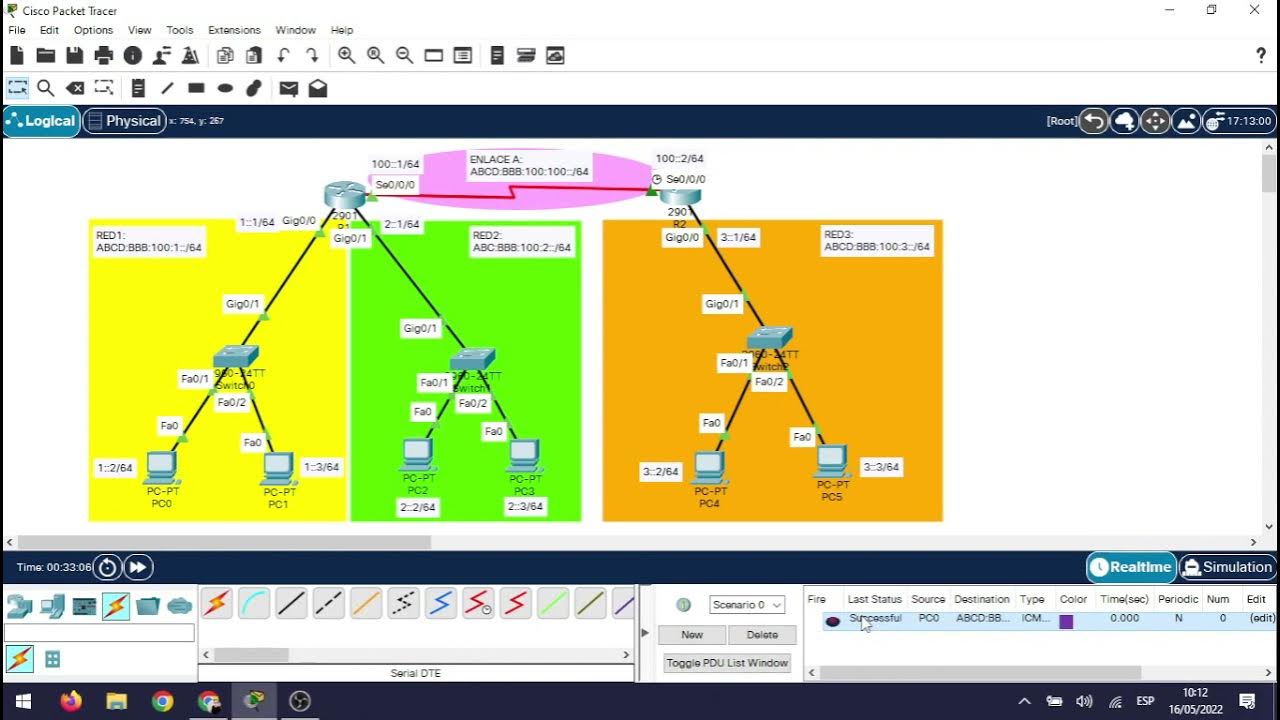 Configuración básica IPv6 + enrutamiento dinámico RIPng Cisco Packet Tracer - YouTube