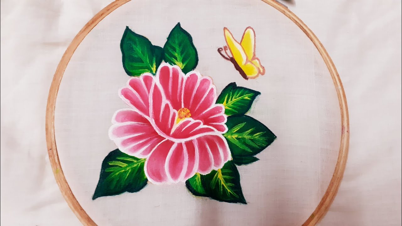 ||Fabric Painting ||Easy Fabric Painting || Flower Painting in cloth ...