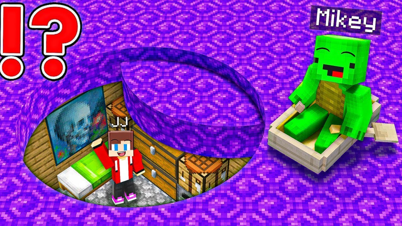 JJ and Mikey Found SECRET ROUND NETHER PORTAL BASE in Minecraft Challenge - Maizen JJ and Mikey ...