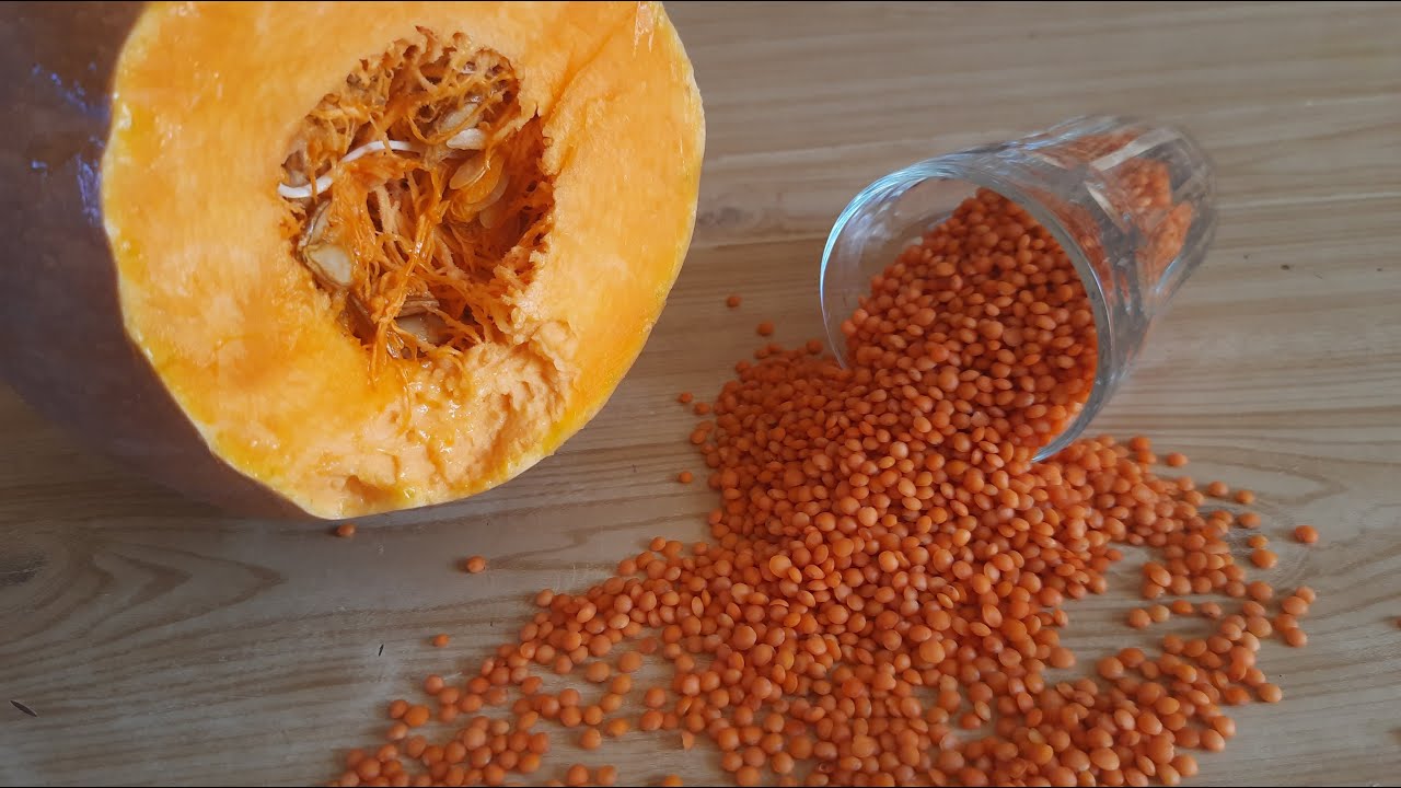 حساء العدس الاحمر واليقطين اللذيذ Delicious Red Lentil And Pumpkin Soup Youtube