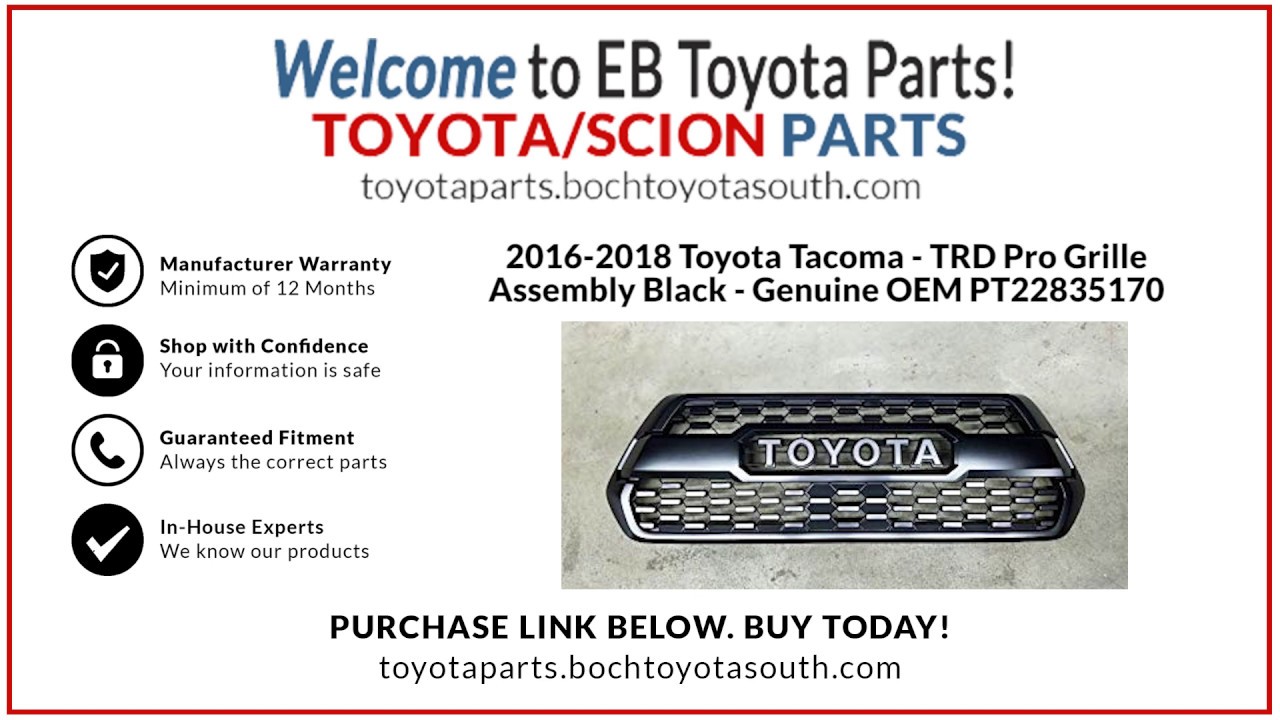 2016-2018 Toyota Tacoma - TRD Pro Grille Assembly Black - Genuine OEM ...