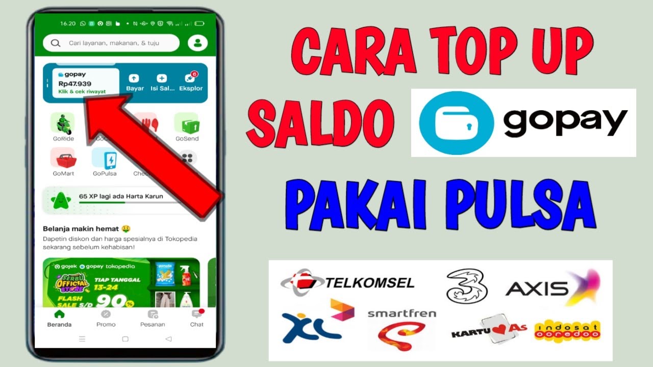 Cara TOP UP Gopay Pakai Pulsa ( Top Up Gopay Pakai Pulsa ) - YouTube