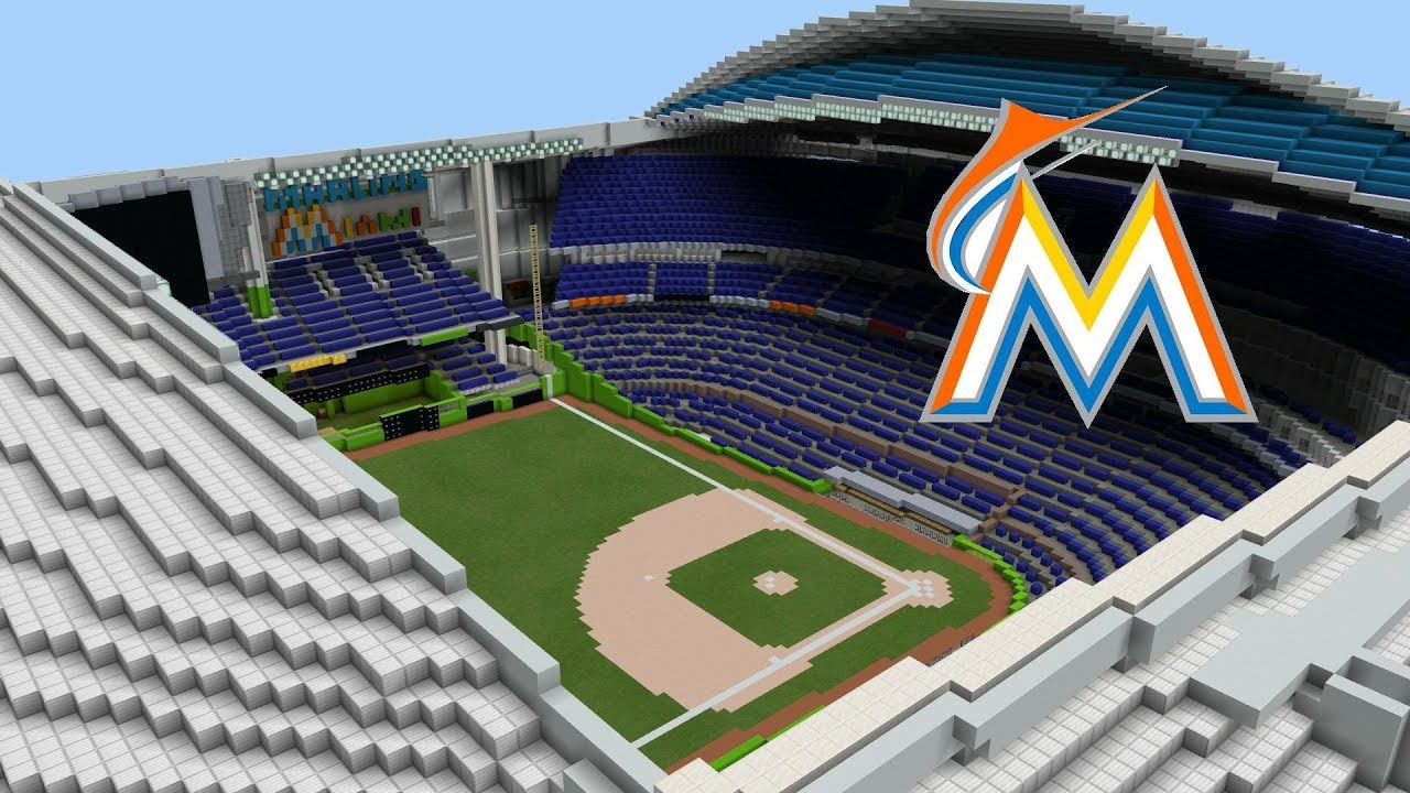 MLB MINECRAFT BASEBALL STADIUM. MARLINS PARK 2018 - YouTube