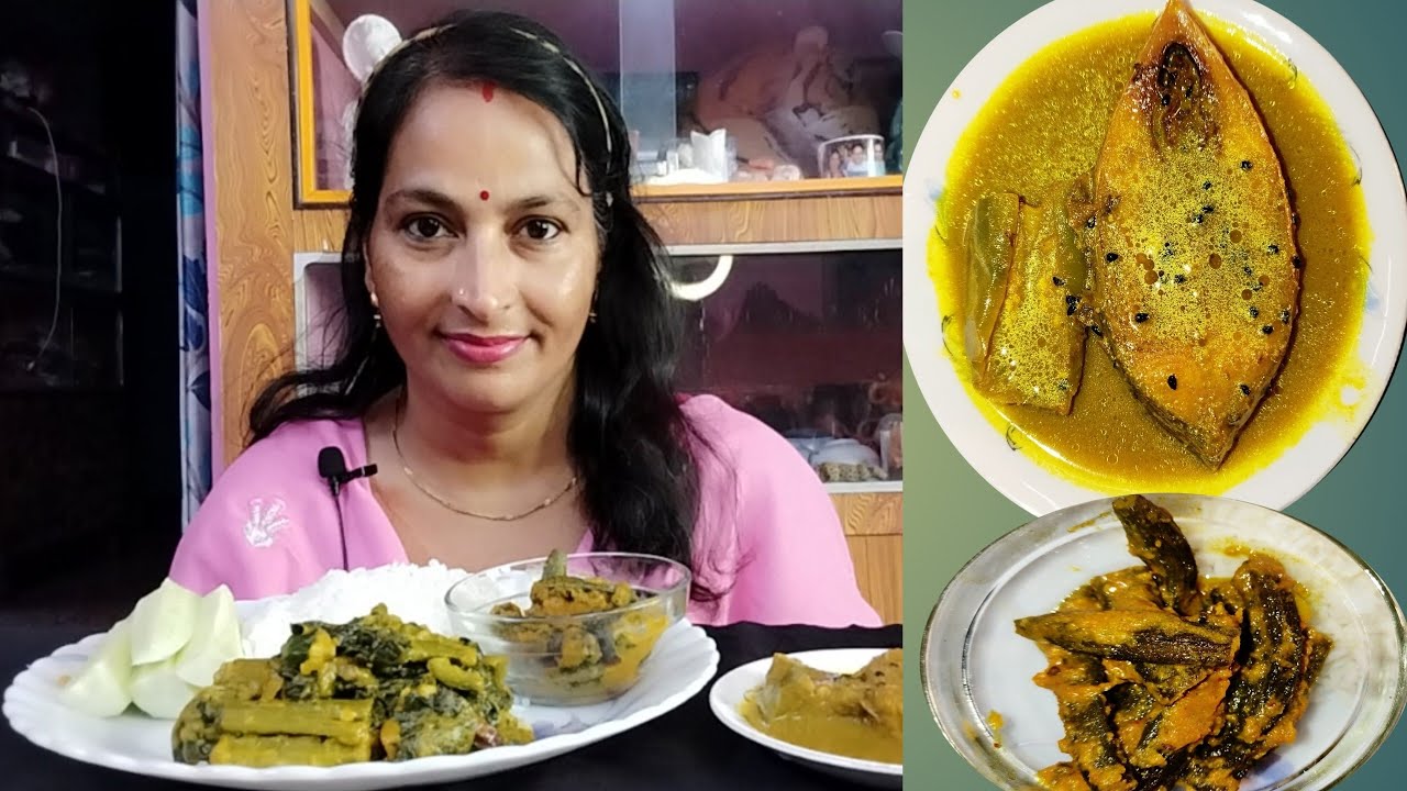 Eating Rice With ILISH Machhar Jhol 😋, Masala Vendi, Puishak || ASMR ...