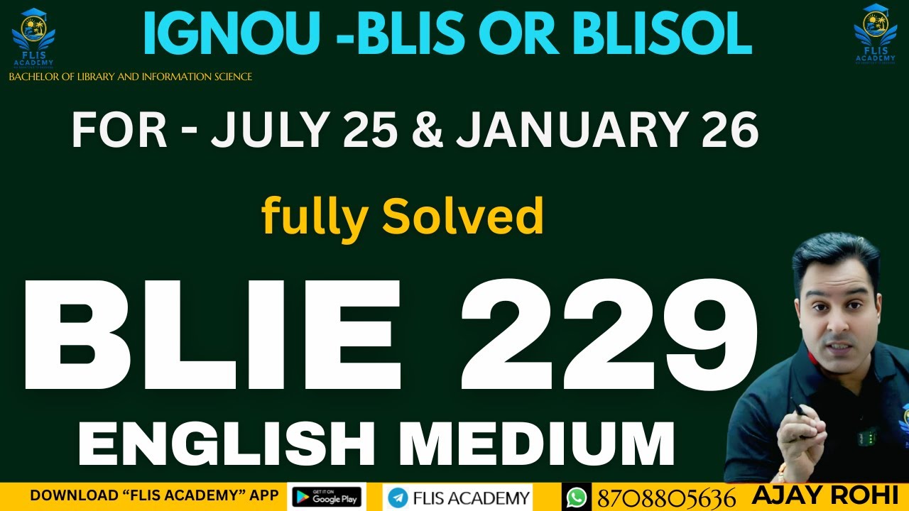 BLIE 229#assignmentsolutions #blis #blisol #ignou for July 2025 & Jan ...