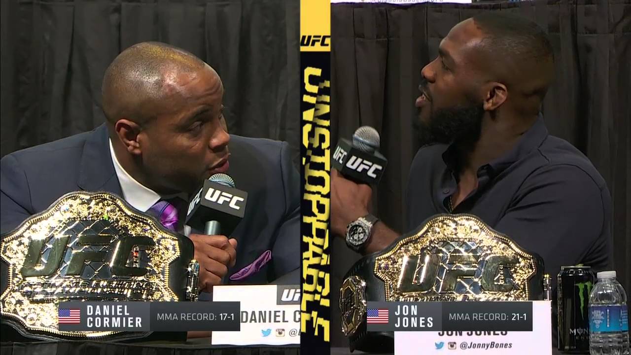Jon Jones and Daniel Cormier go at it at UFC Unstoppable presser - YouTube