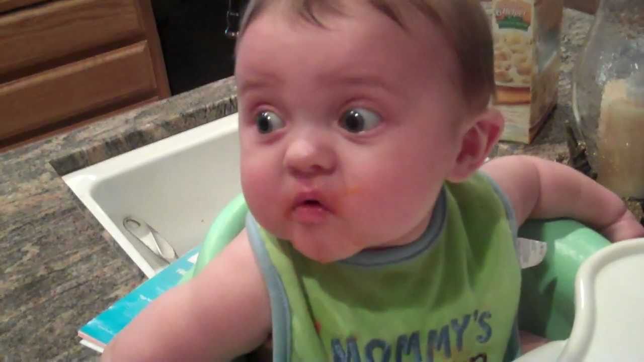 Baby actually saying "yuck" while eating his baby food!..HILARIOUS ...