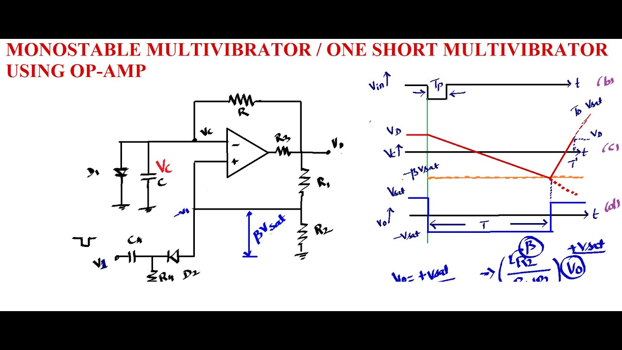 Monostable multivibrator / One short multivibrator - YouTube