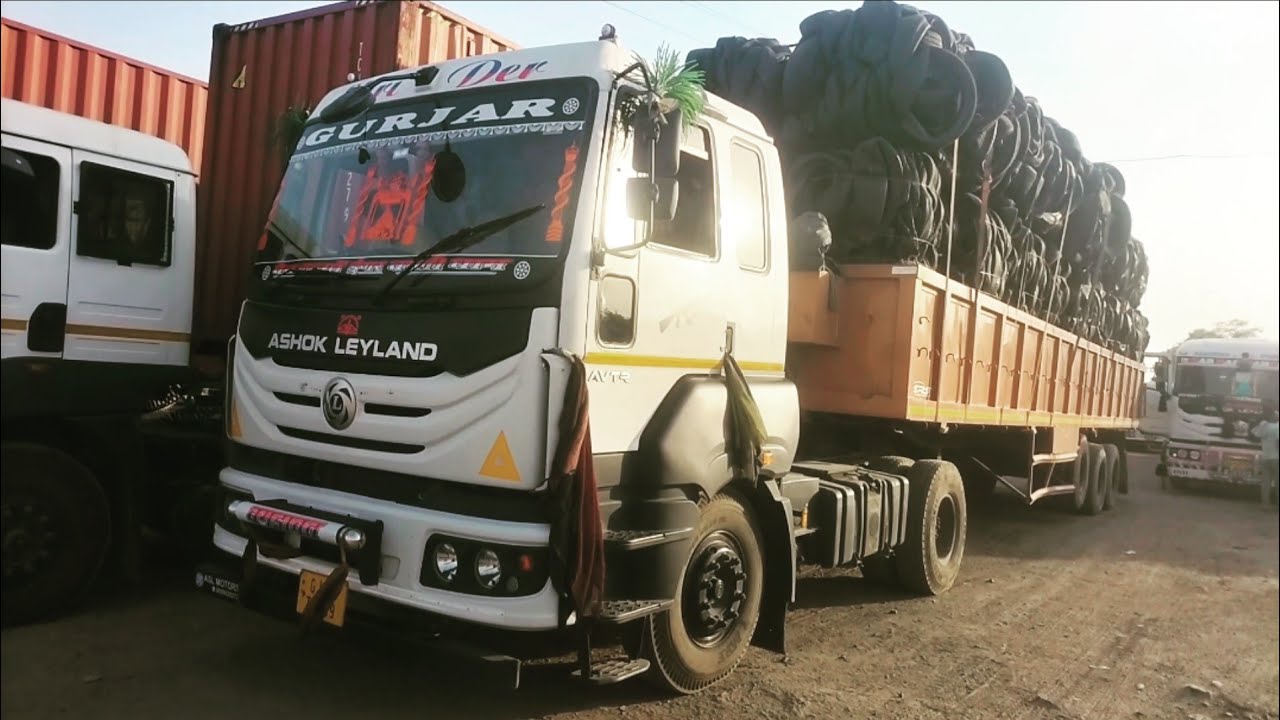 ट्रक चला बेकार टायर का का लोड लेकर Delhi//Ashok Leyland 18 chakka truck ...