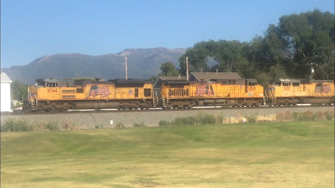 SD70ACE 8744 leads a intermodal train through Clinton Utah at milepost ...