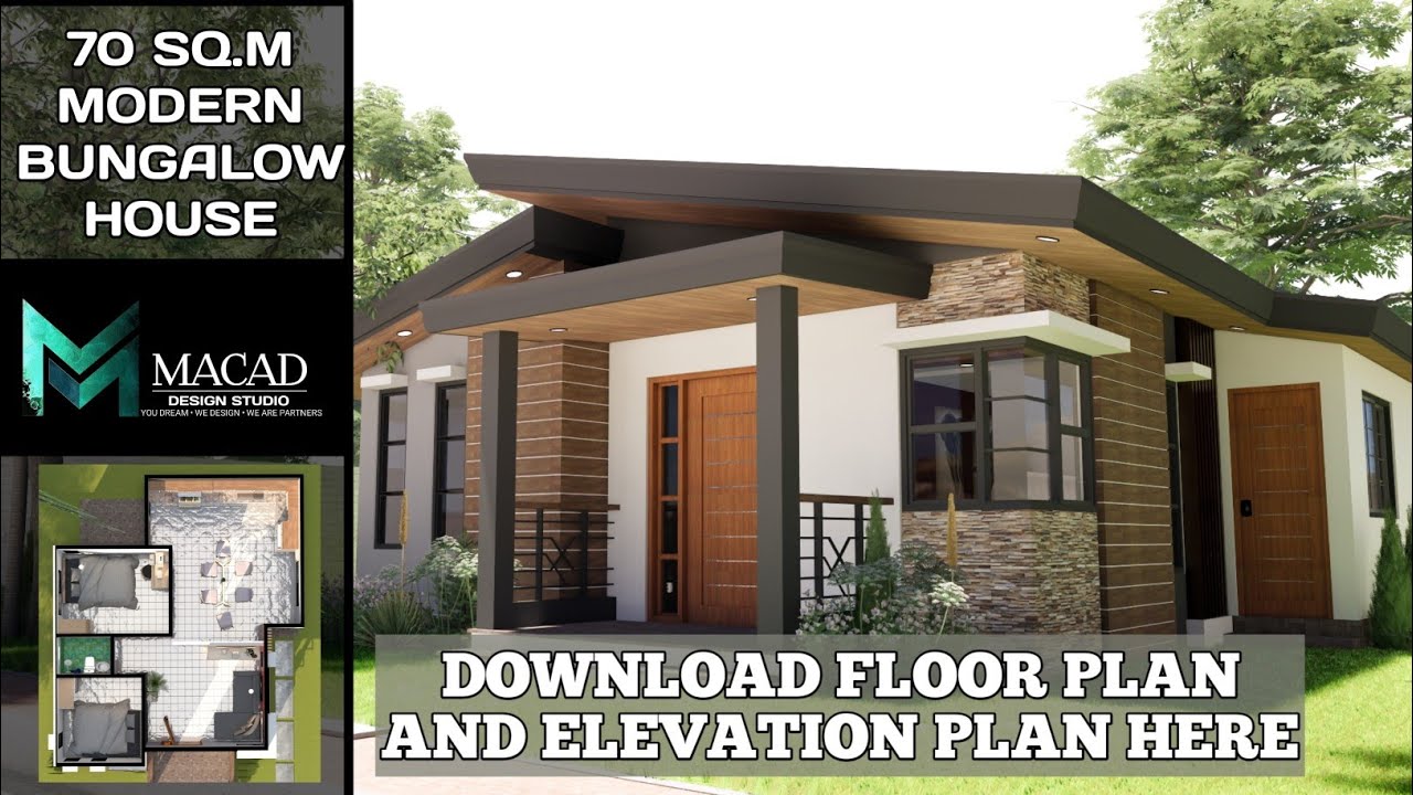 MODERN BUNGALOW HOUSE DESIGN (70 Sq.m) | Macad Design Studio - YouTube