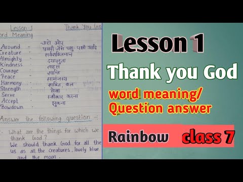 Question & Answer of Thank you God lesson -1#Rainbowclass7# ...