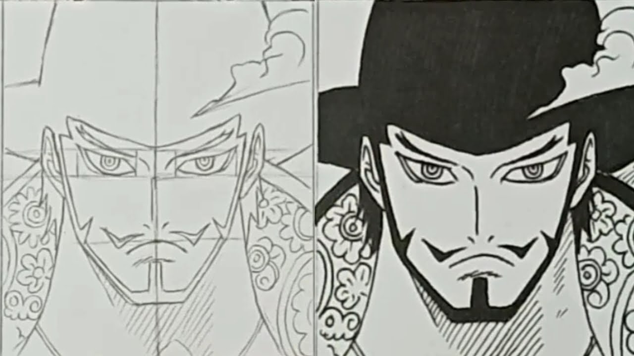 how to draw mihawk - YouTube