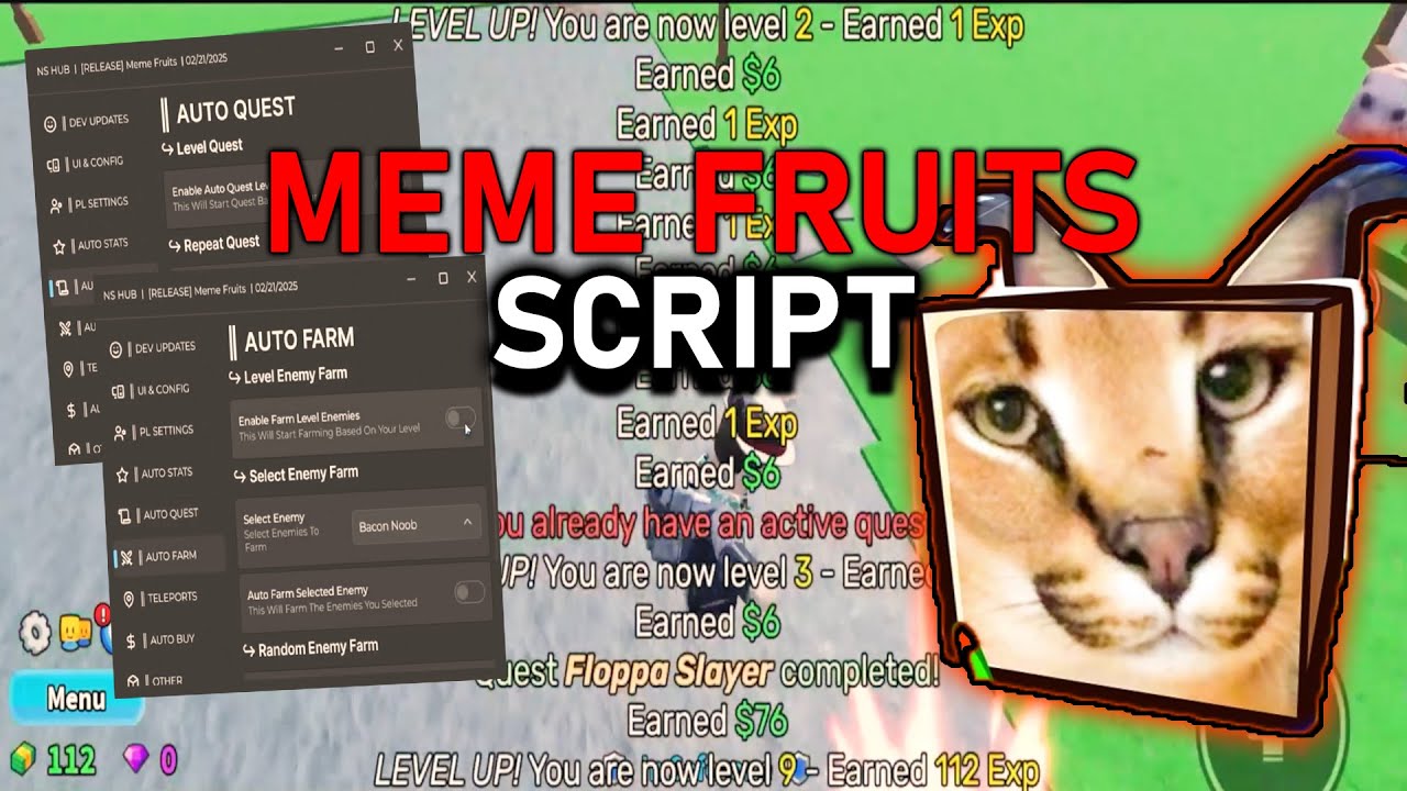 [NEW] Meme Fruits Script - Auto Farm, Auto Quest, Auto Stats, teleport ...