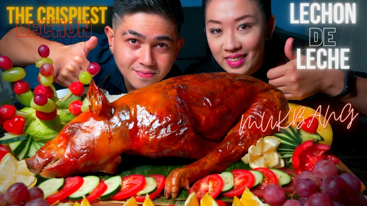 CRISPIEST LECHON DE LECHE | WHOLE ROASTED PIG MUKBANG | SPECIAL Collab ...