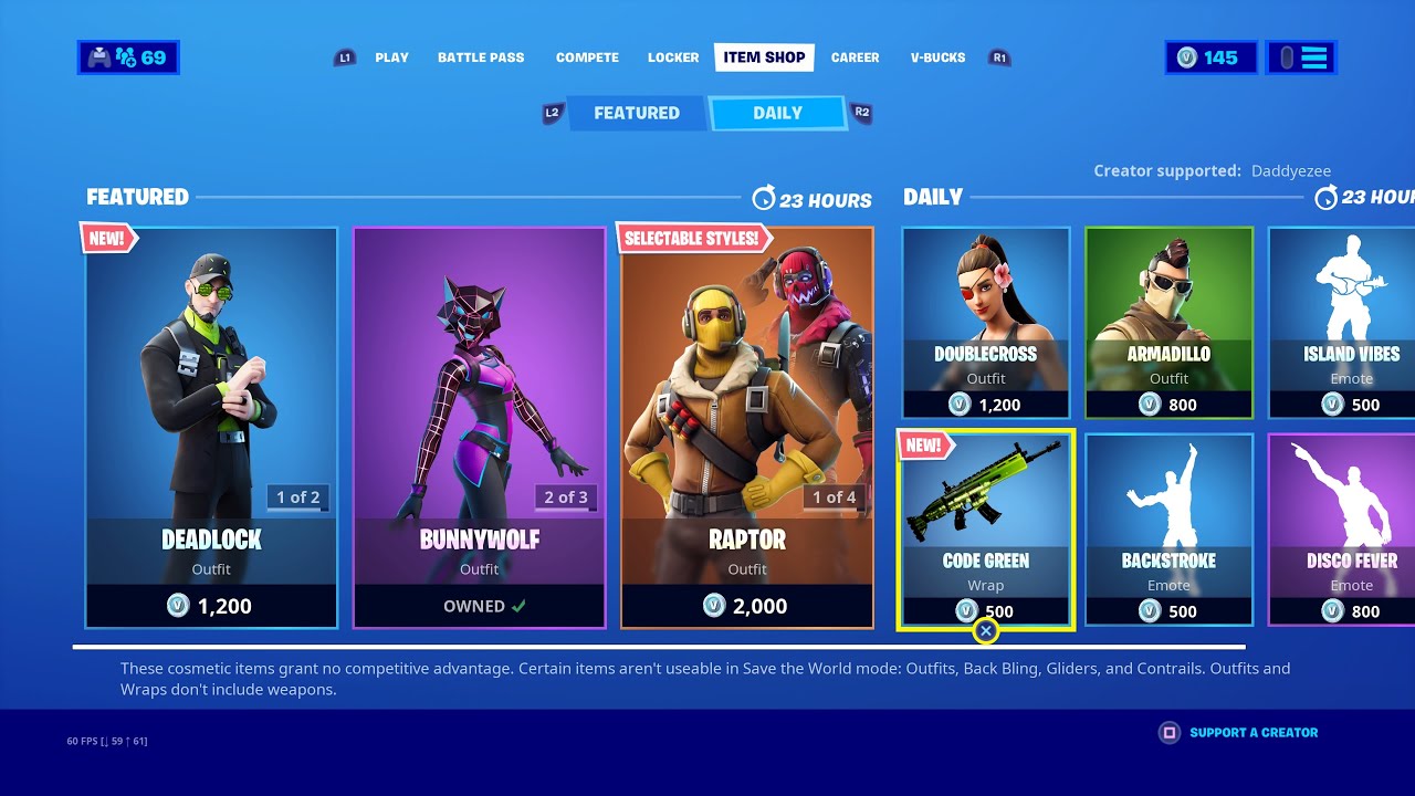 Fortnite New Item Shop Deadlock Skin Codaxe Pickaxe CodeGreen Wrap ...
