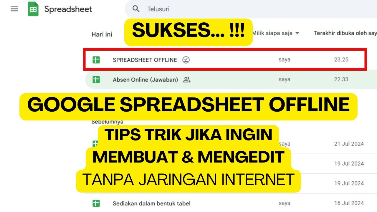 Tips Trik Cara Membuat Google Spreadsheet Ketika Offline dan ...