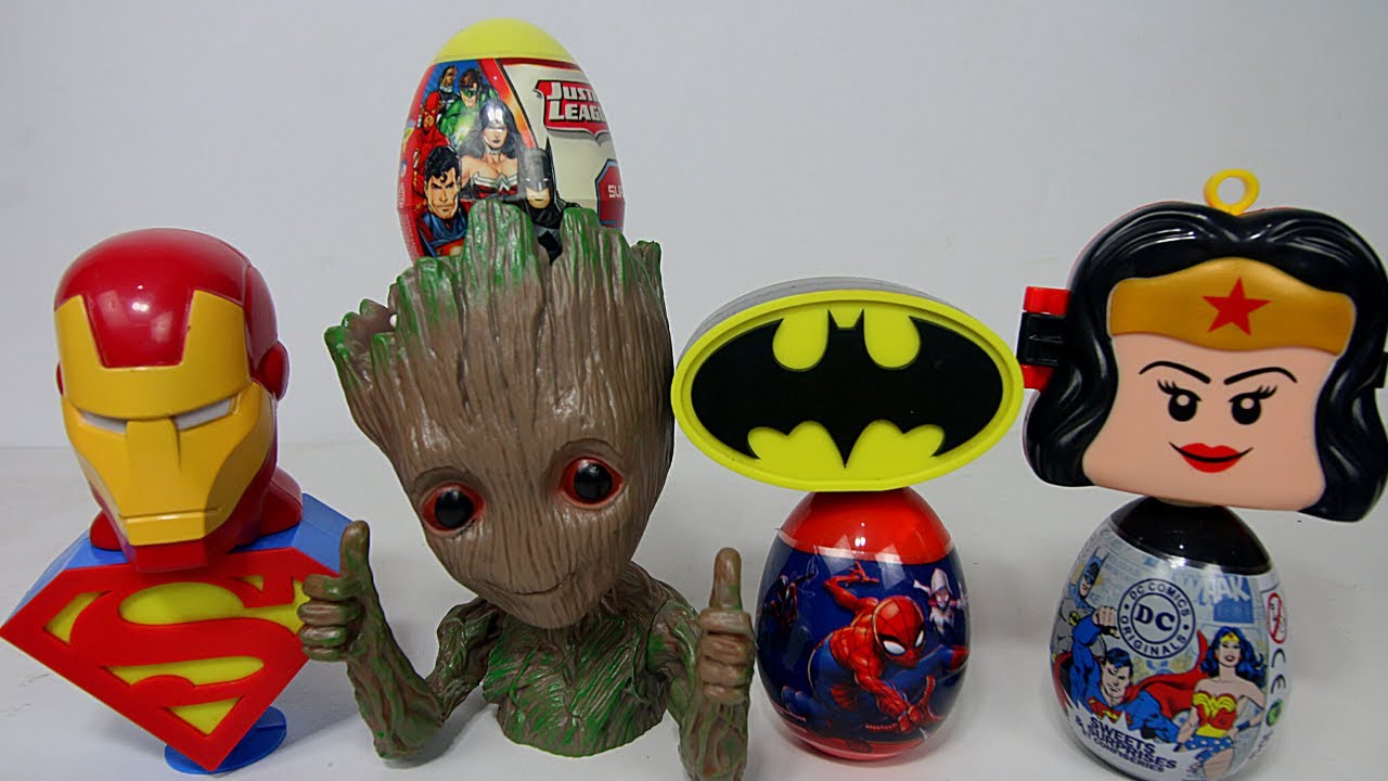 Opening DC & Marvel Superhero Egg Surprise Toys videos. Toy Collector ...