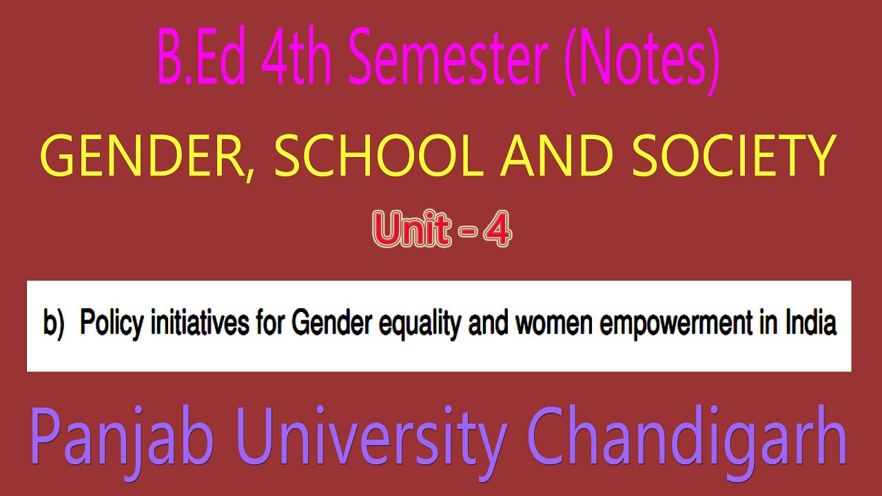 Notes Policy initiatives for Gender equality and women empowerment in ...