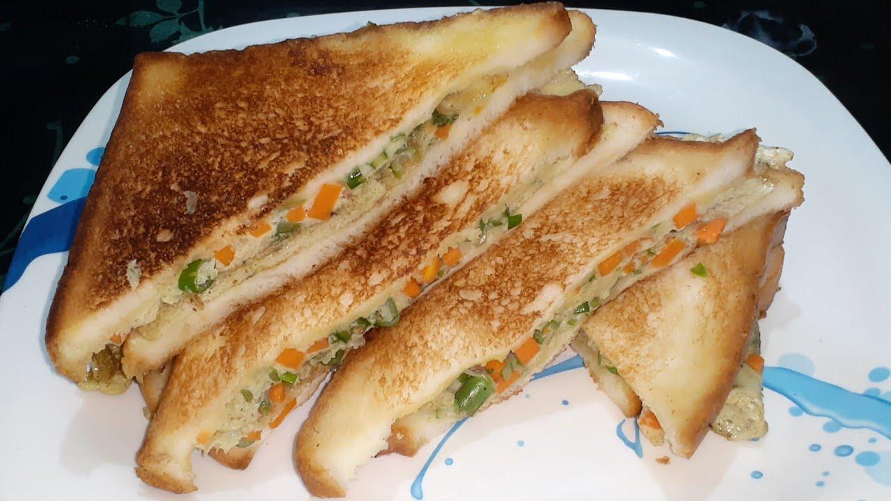 5 minute quick & easy snacks || Egg vegetable with garlic sandwich ...