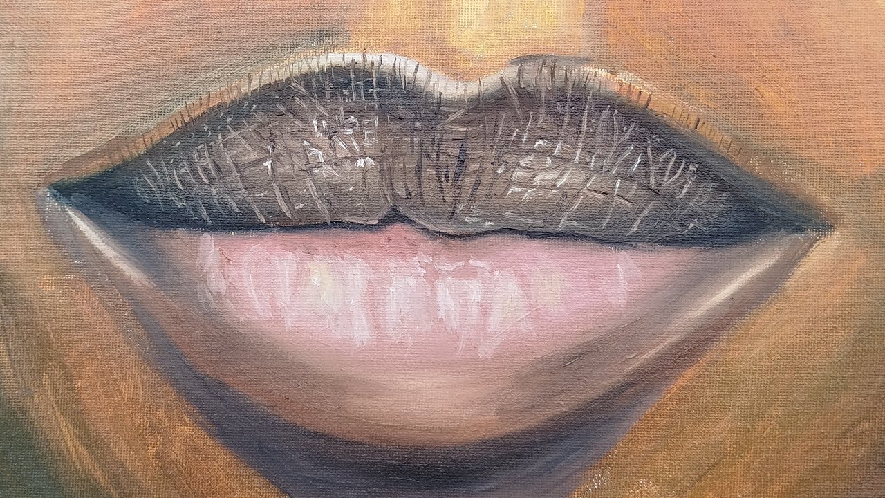 Realistic lips painting continuation| oil paint and adding textures ...