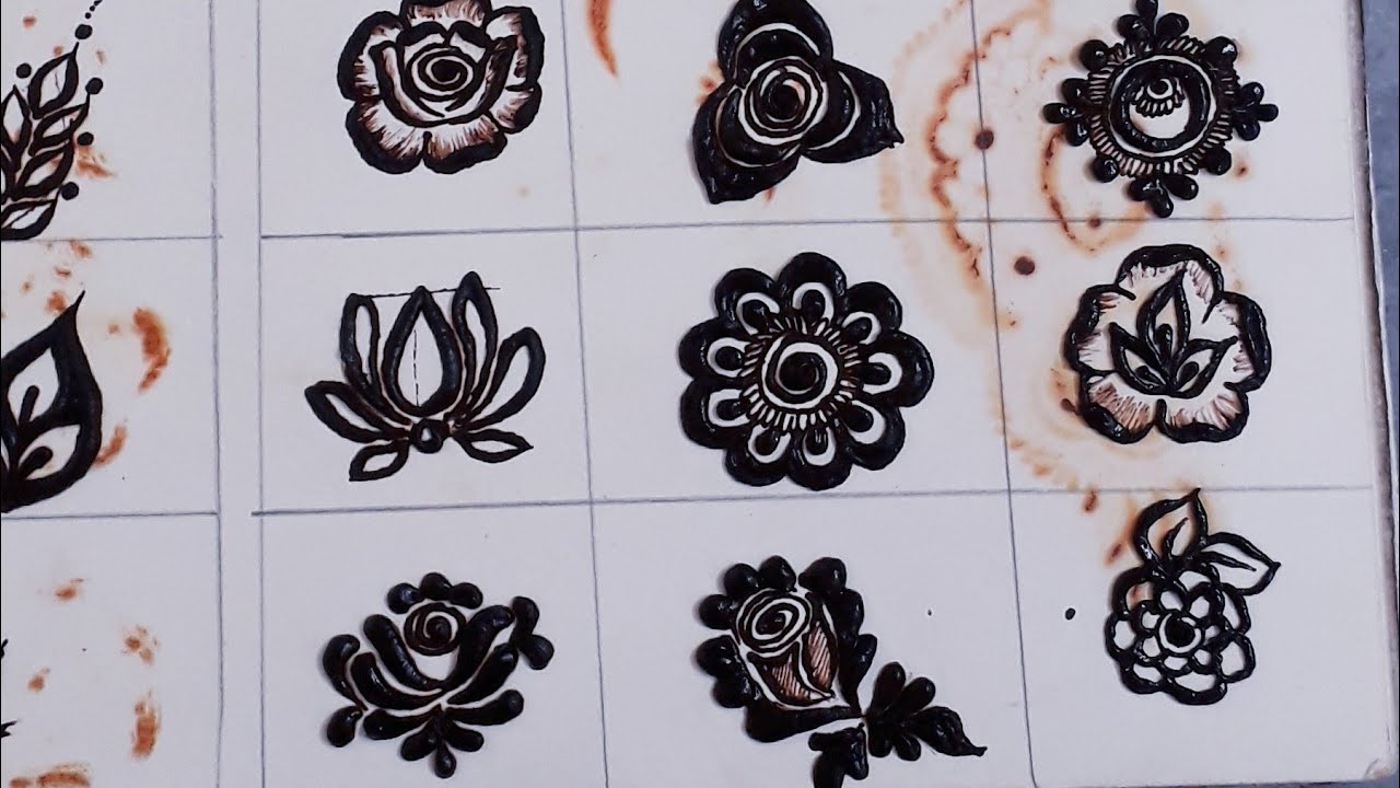 how to draw different types of henna flowers-beautiful mehndi flowers ...