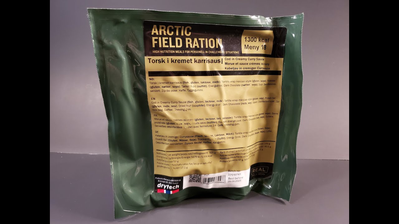 2022 Norwegian Arctic Field Ration Cod in Creamy Curry Potatoes MRE ...