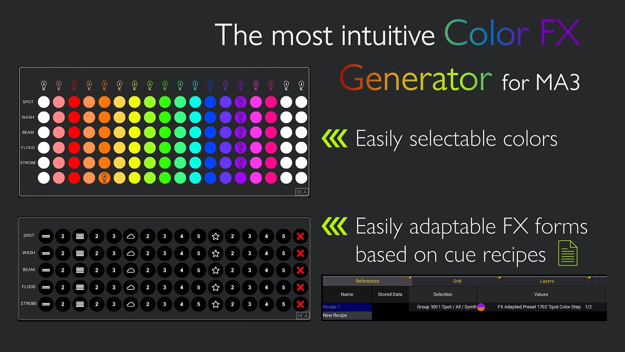 The most intuitive way to create COLOR FX in a MA3 SHOWFILE (for ...