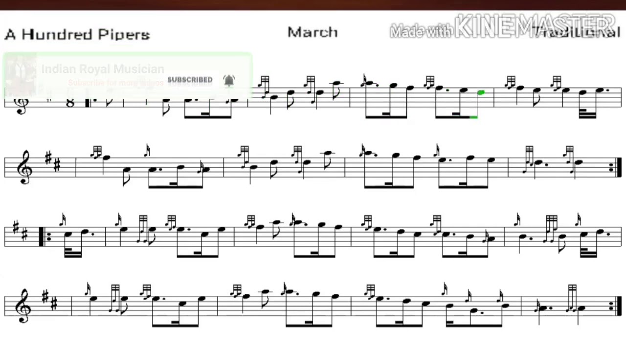 Hundred piper's bagpipes tune in chenter - YouTube