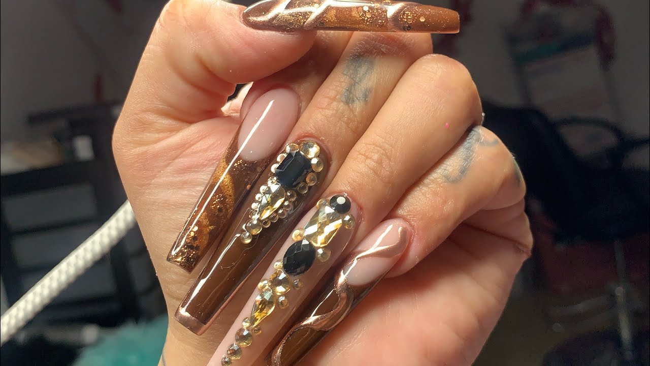 Rich Chocolate brown nails | Watch me do my nails | Pinched C curve ...