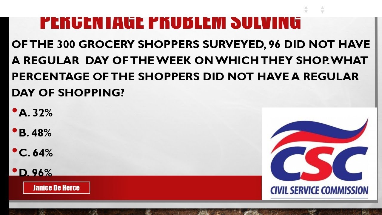 Percentage problem solving/CSC REVIEWER/CIVIL SERVICE EXAM - YouTube