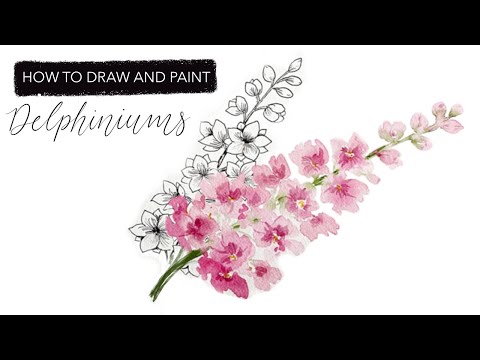 Watercolour Delphinium: How To Draw And Paint JULY'S Birth Month Flower