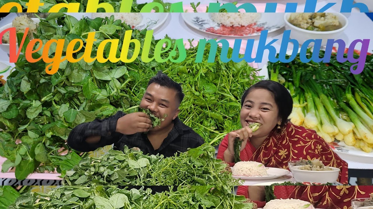 Vegetables mukbang with my wife - YouTube