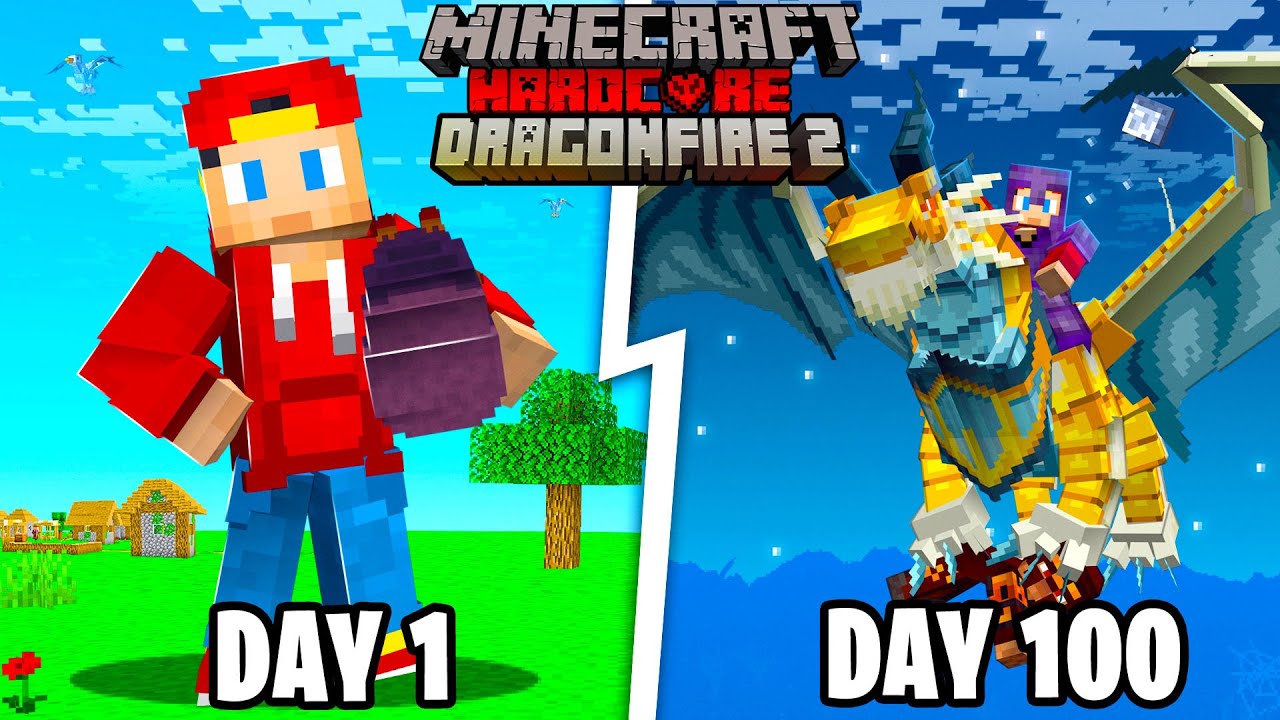 I Survived 100 DAYS in Minecraft DRAGON FIRE 2... Here's What Happened ...