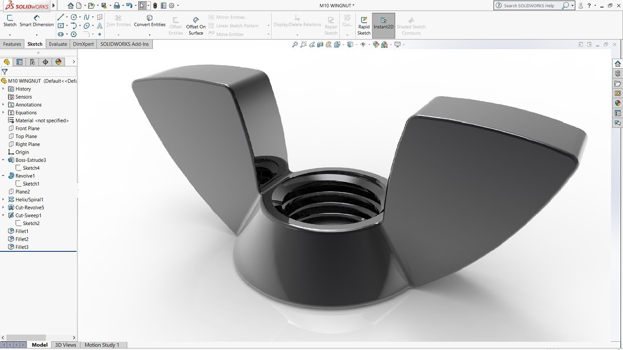 SOLIDWORKS 2018 Part : M10 WINGNUT | WINGNUT SOLIDWORKS 2018 - YouTube