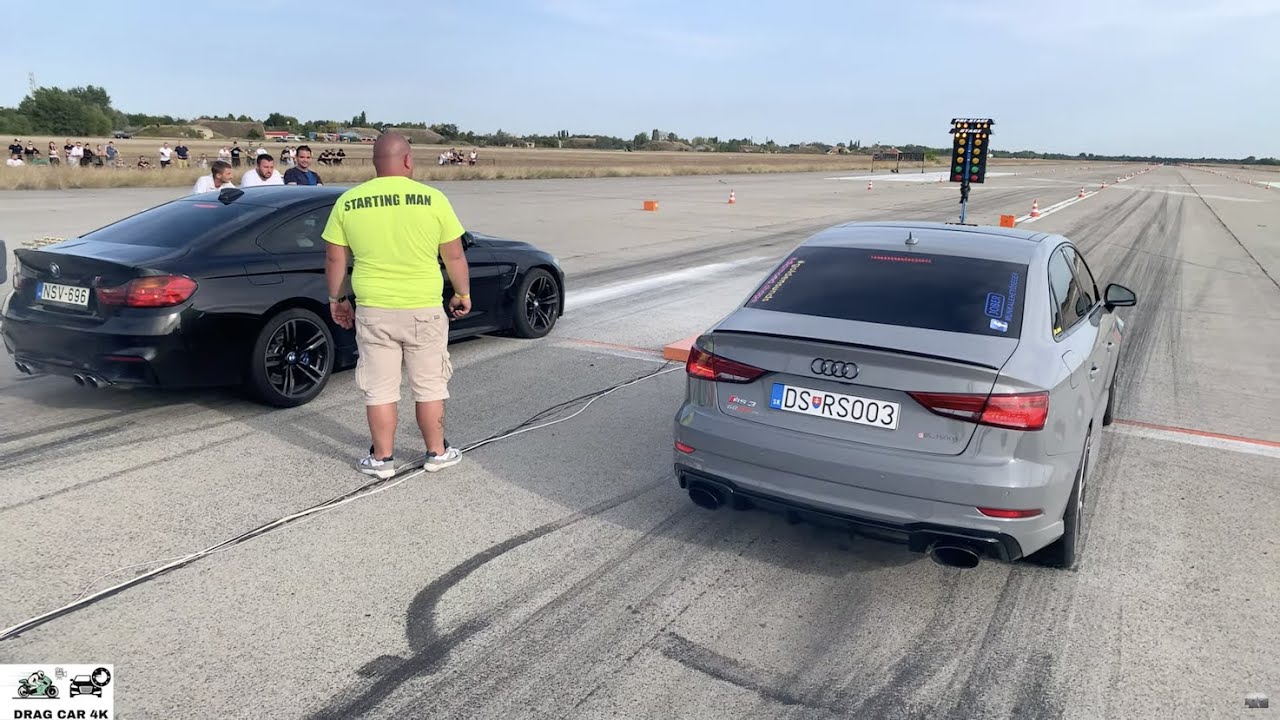 AUDI RS3 vs BMW M4 drag racing 1/4 mile 🚦🚗 - 4K - YouTube