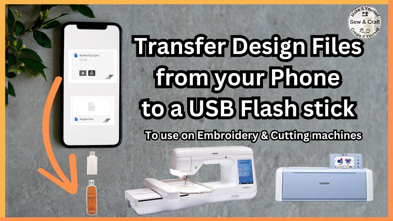 Transfer Files from your Phone to a USB Flash stick for embroidery and ...