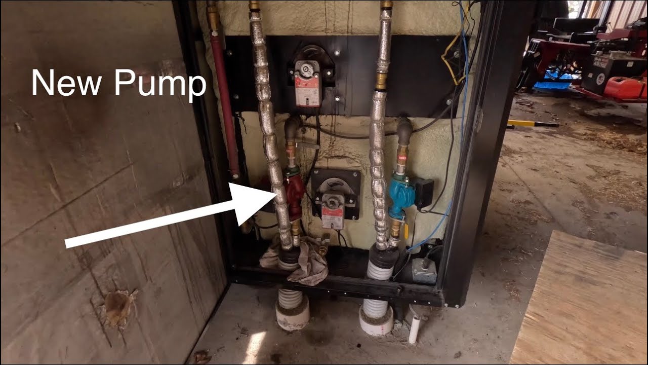Outdoor Wood Boiler Gets New Pump - YouTube