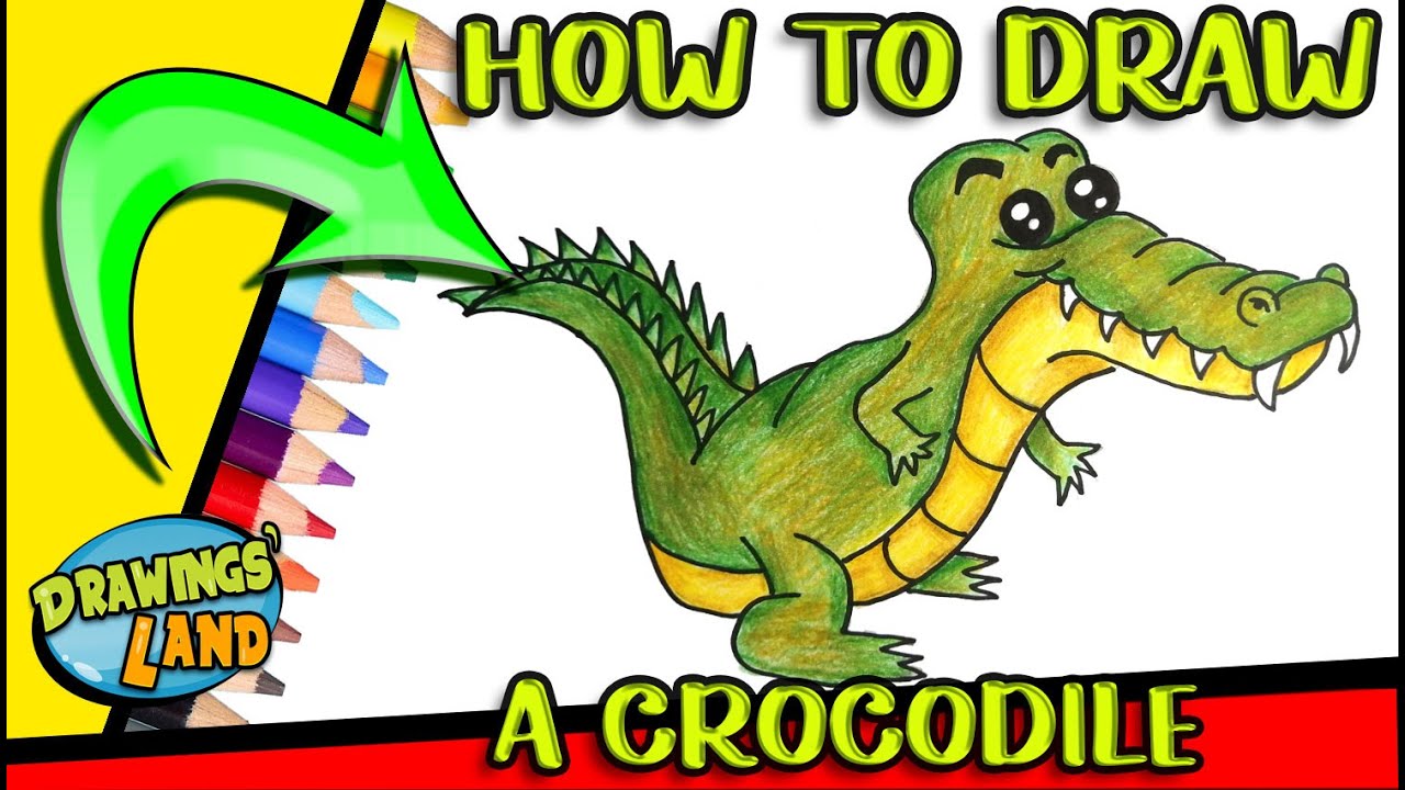 How to DRAW a CROCODILE Easy Step by Step - YouTube