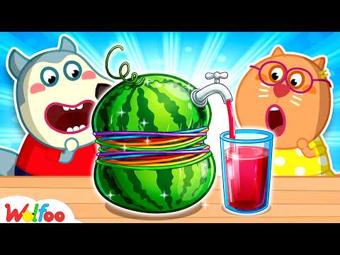 Wolfoo Builds a DIY Watermelon Juice Machine with Rubber Bands! | Cartoons Kids | Wolfoo Family