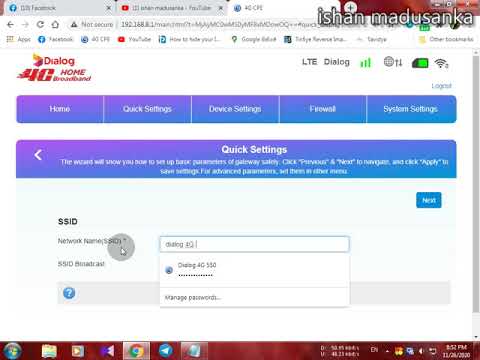 Dialog Home Broadband router Wi-Fi Password change - YouTube