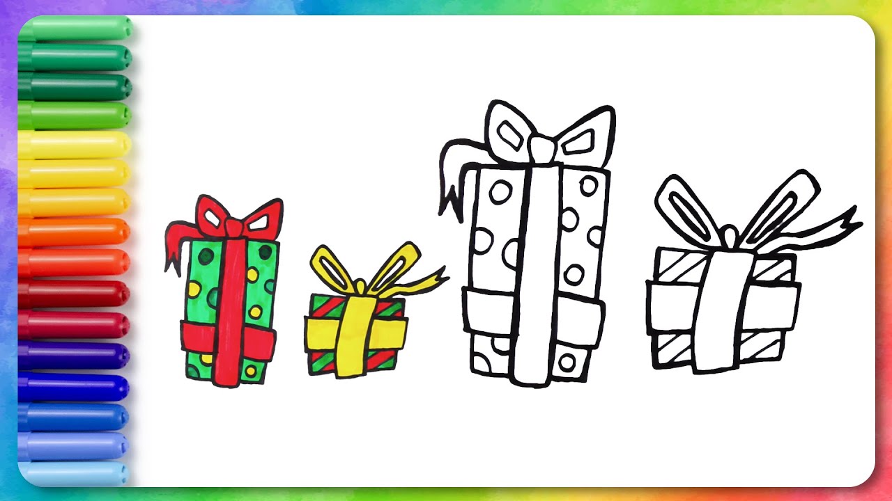 How To Draw Christmas Gifts 🎁 Gift Packages | Kids Drawings | Magic ...