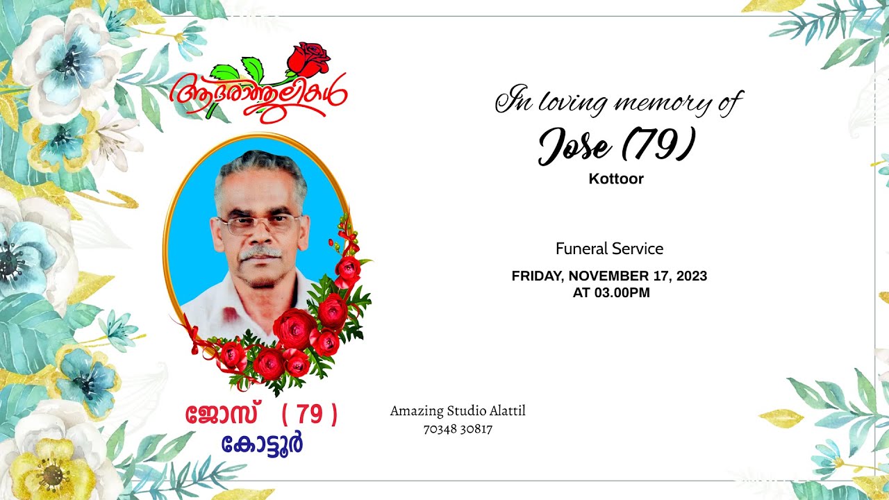 Jose (79) Kottoor Funeral Service Live / 17.11.2023 - YouTube
