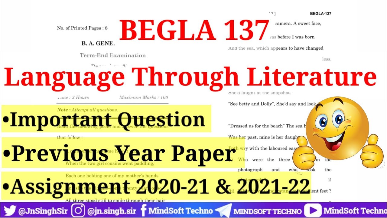 BEGLA 137 Language through Literature | Assignment, Previous Year Paper ...